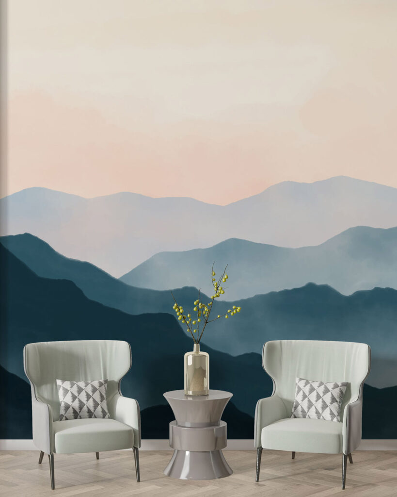 MURIEL - Papier peint montagne panoramique aquarelle - Anatole Designs