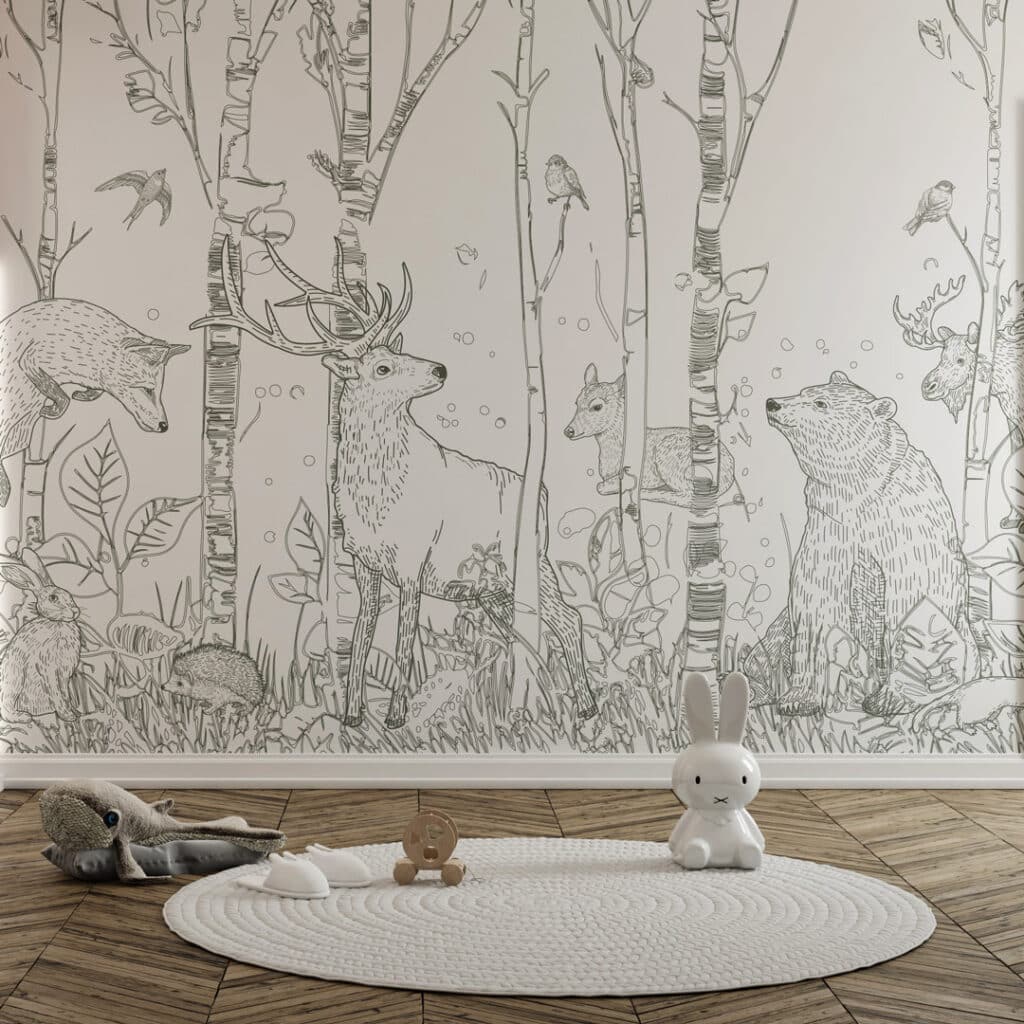 ANCELIN - Papier peint animaux de la foret enfant - Anatole Designs