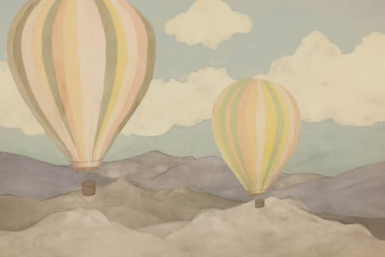 SAHBA - Papier peint montgolfière aquarelle - Anatole Designs